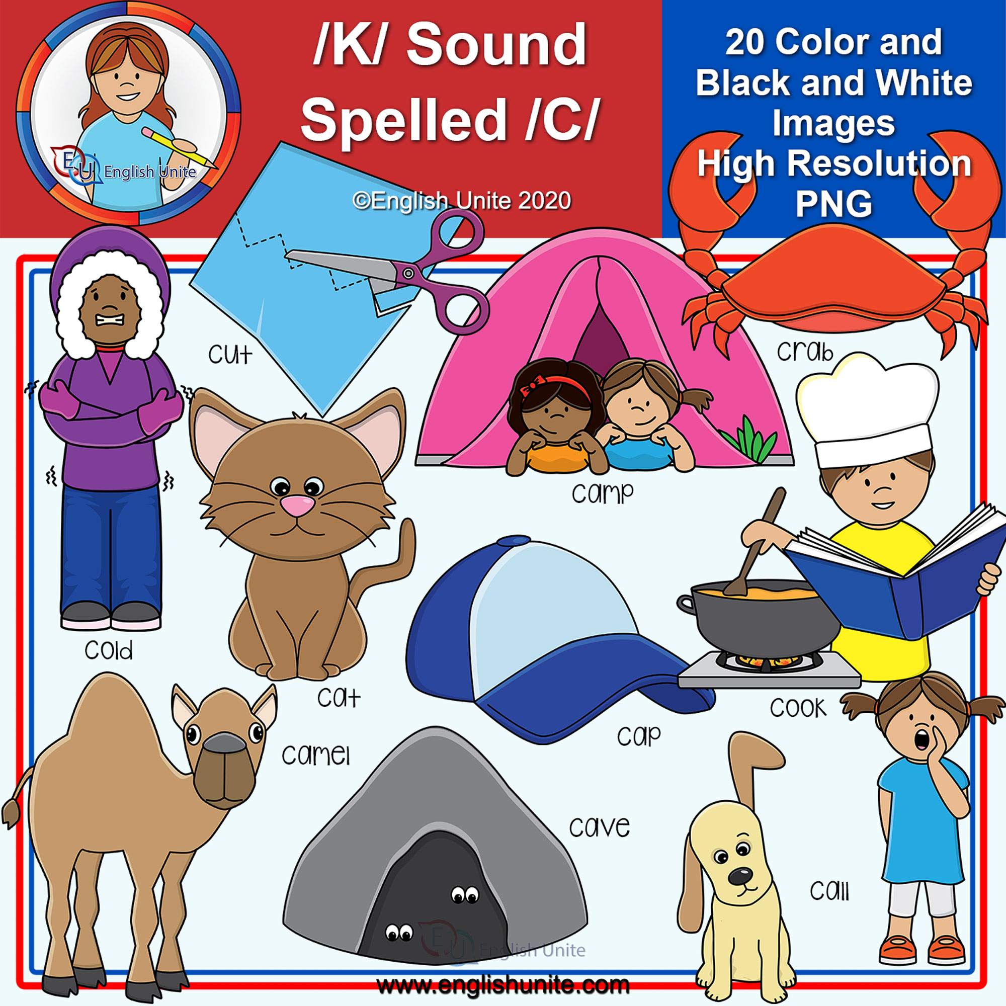 Clip Art - K Sound Spelled C | Made By Teachers