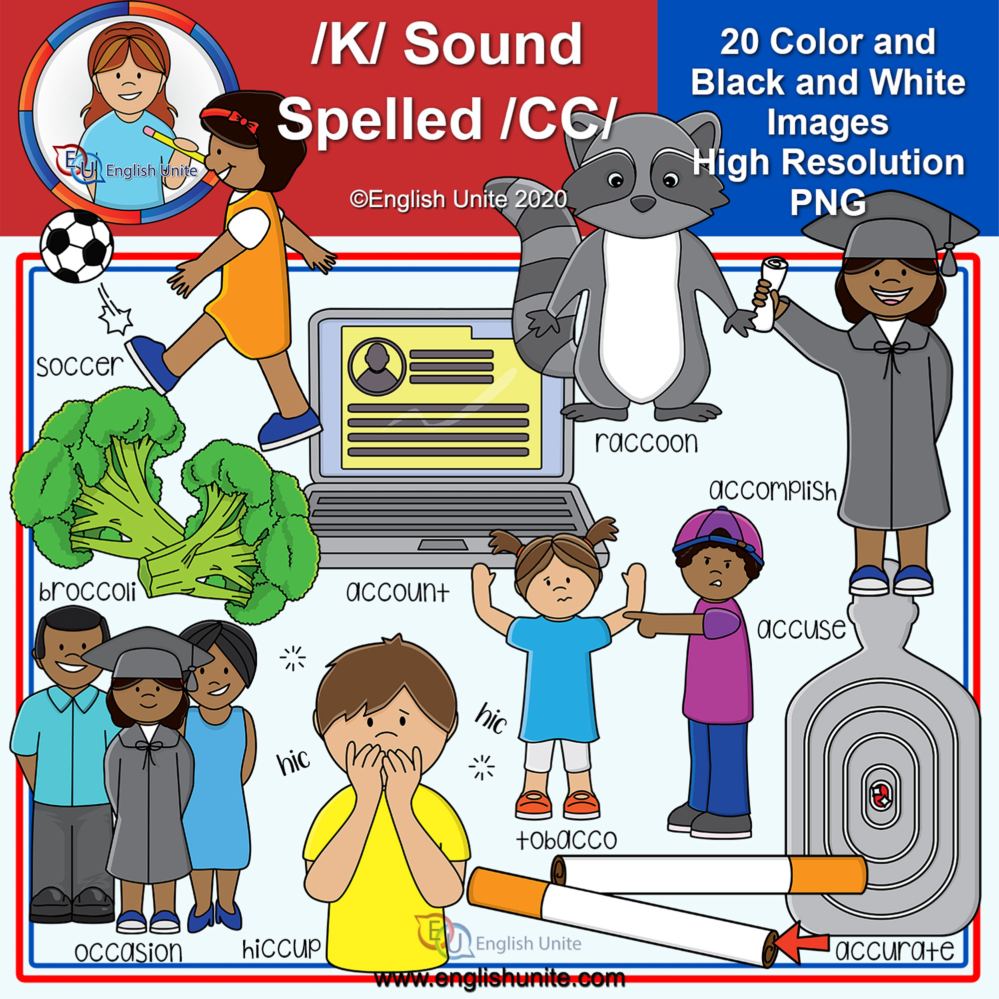 Clip Art - K Sound Spelled CC | Made By Teachers