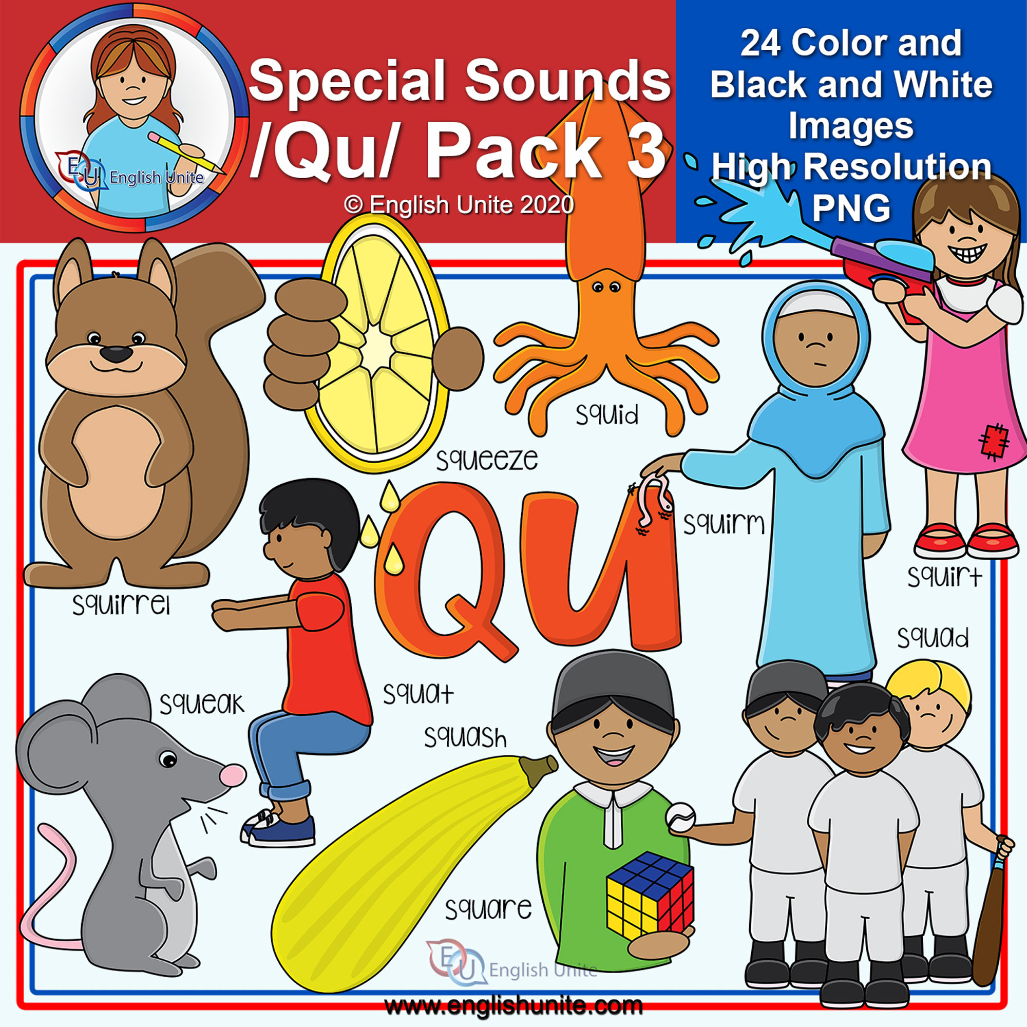 Clip Art - Special Sounds Qu Pack 3 | Made By Teachers