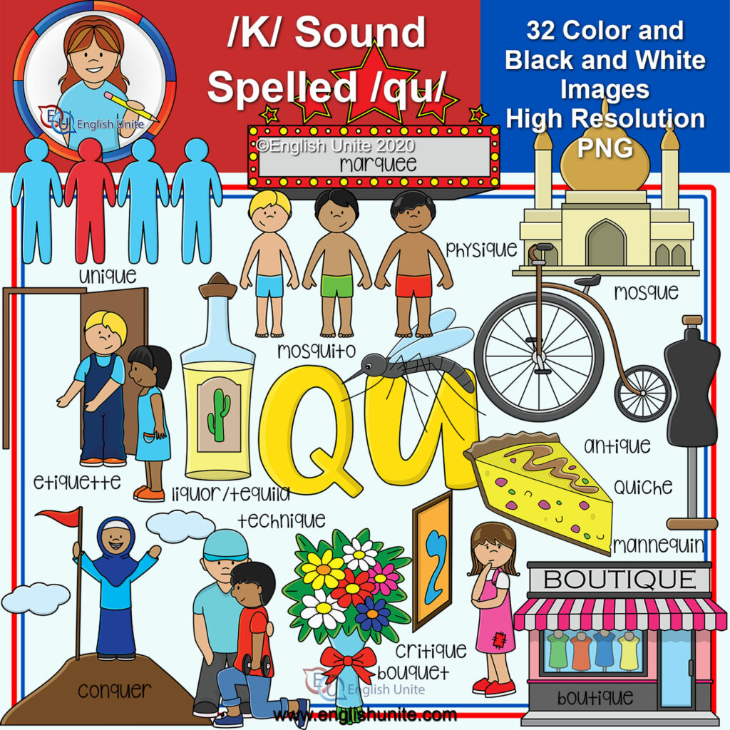 Clip Art - K Sound Spelled QU | Made By Teachers