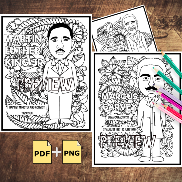 Black History Month Influential Black Male Leaders Mindfulness Coloring ...