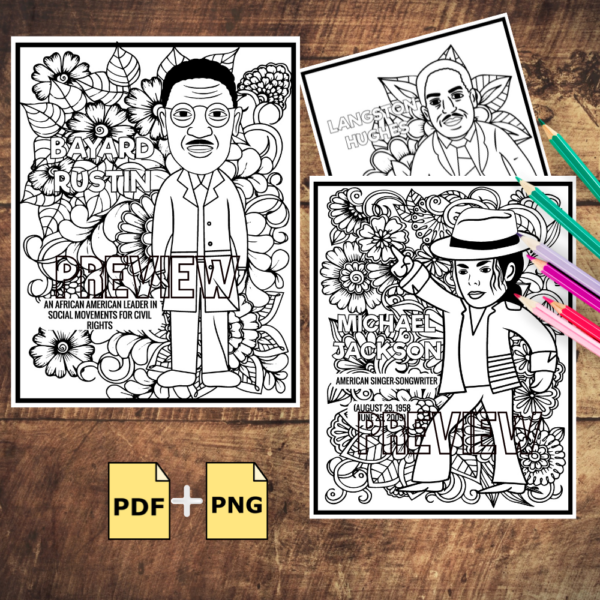 Black History Month Influential Black Male Leaders Mindfulness Coloring ...