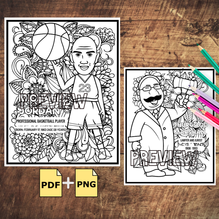 Black History Month Influential Black Male Leaders Mindfulness Coloring ...
