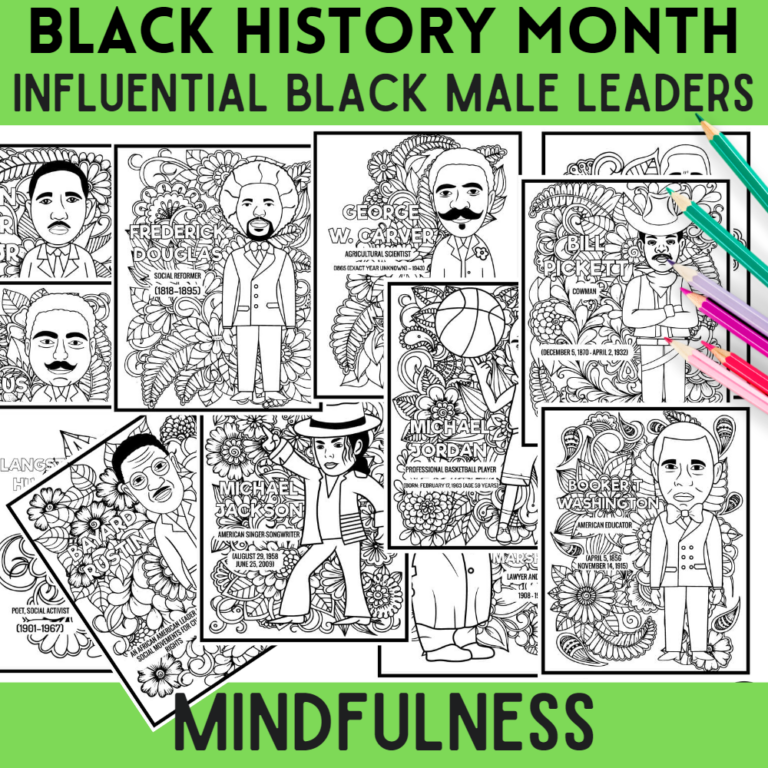 Black History Month Influential Black Male Leaders Mindfulness Coloring ...