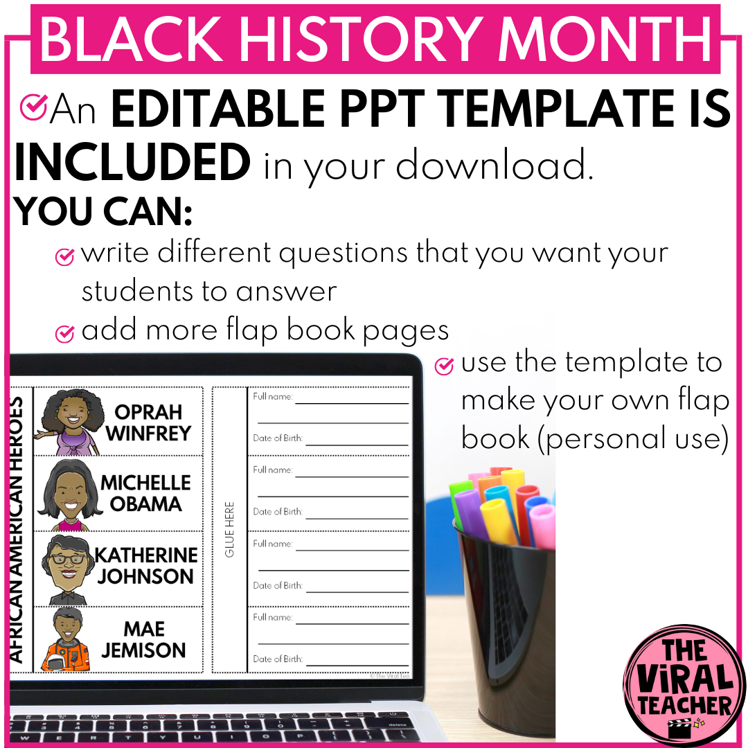 Black History Month Biography Research Project and Flap Book Activity ...