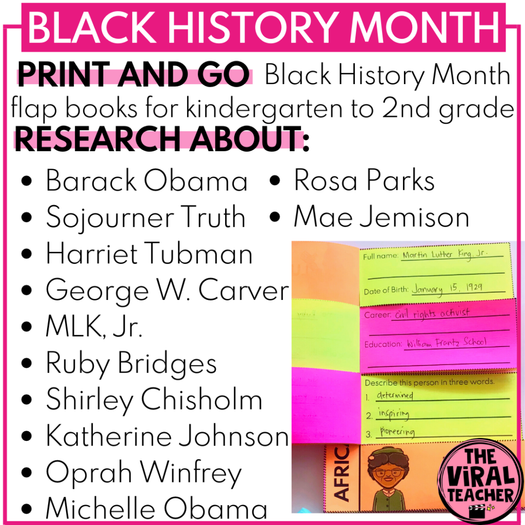 Black History Month Biography Research Project and Flap Book Activity ...