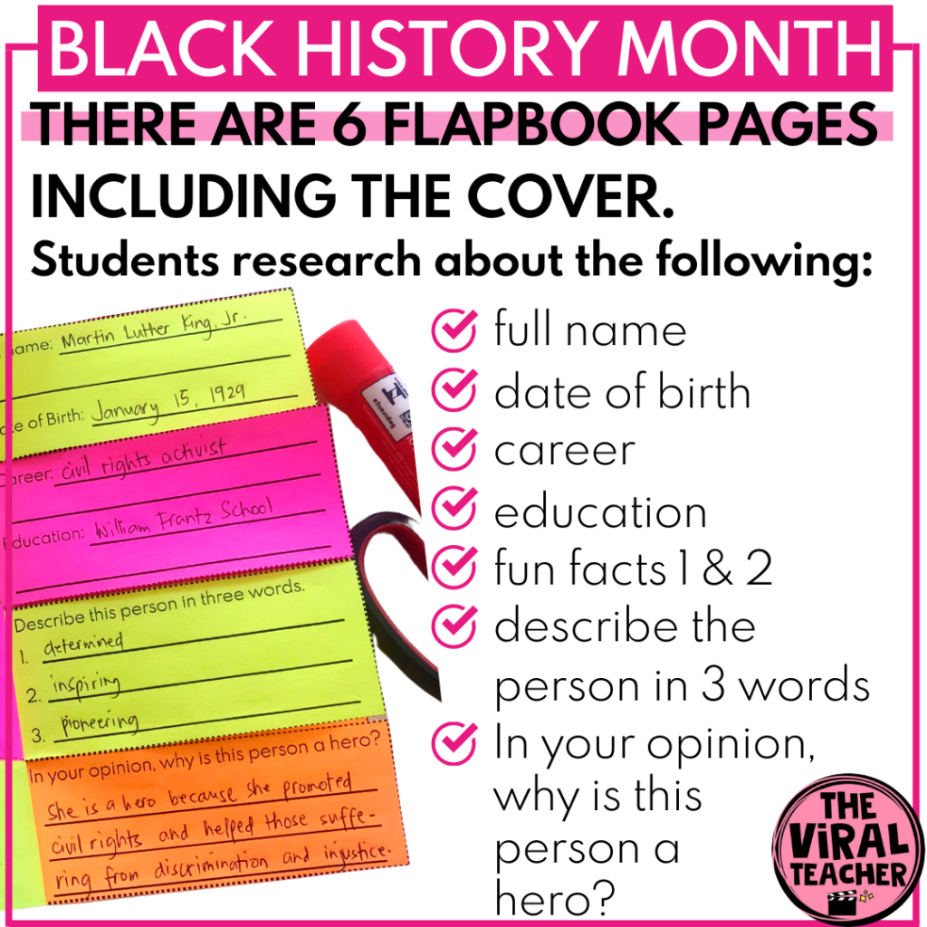 Black History Month Biography Research Project and Flap Book Activity ...