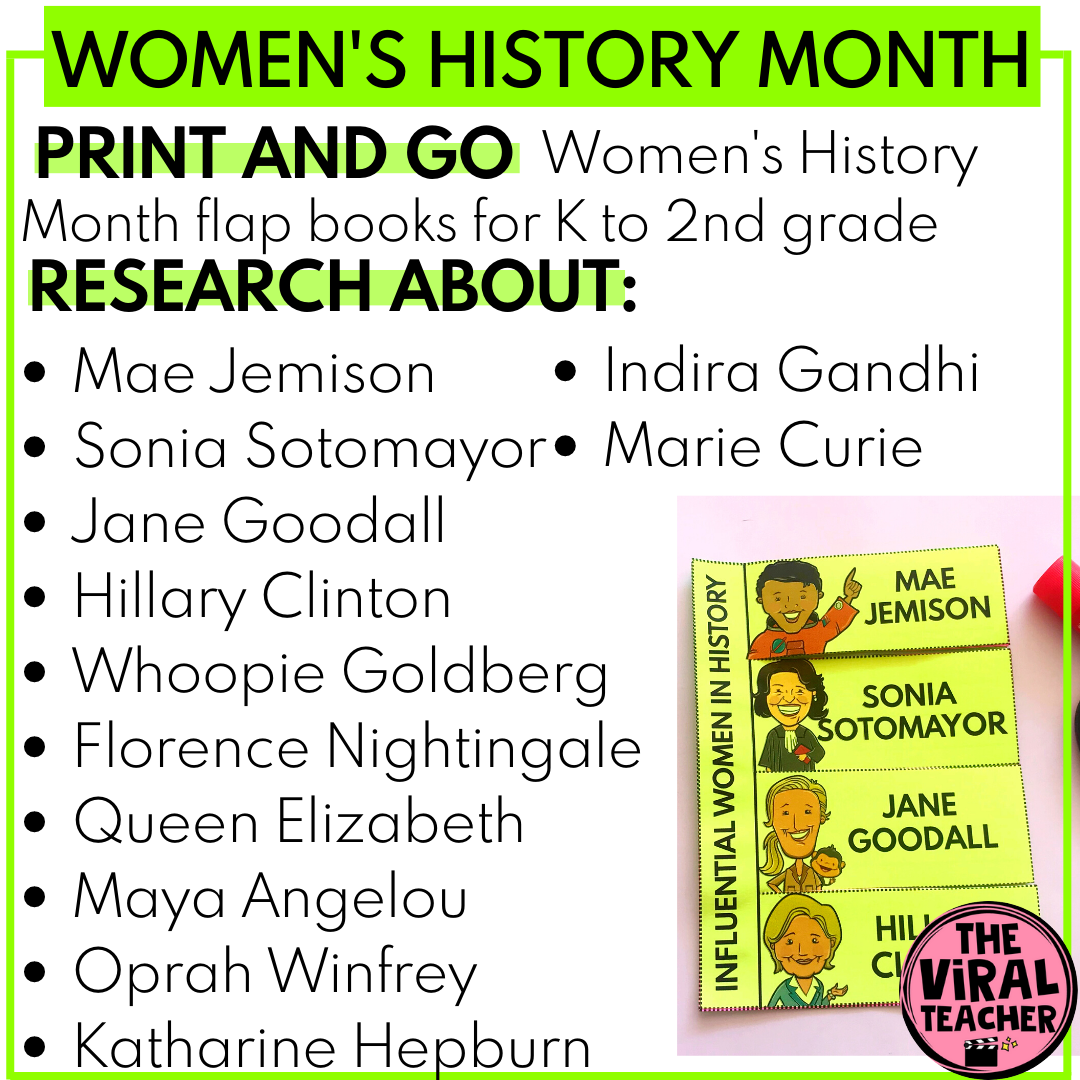 Women's History Month Biography Research Project and Flap Book Activity ...