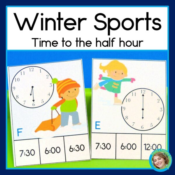 Winter Sports Telling Time to the Hour and Half Hour Scoot Game or Task ...