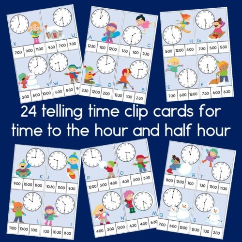 Winter Sports Telling Time to the Hour and Half Hour Scoot Game or Task ...