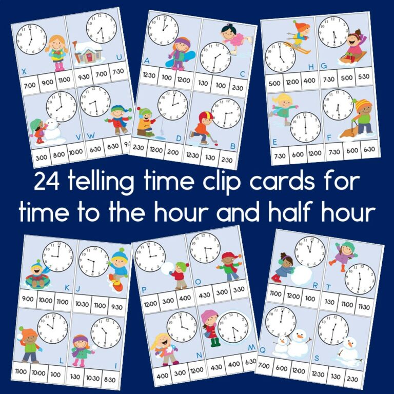 Winter Sports Telling Time to the Hour and Half Hour Scoot Game or Task ...