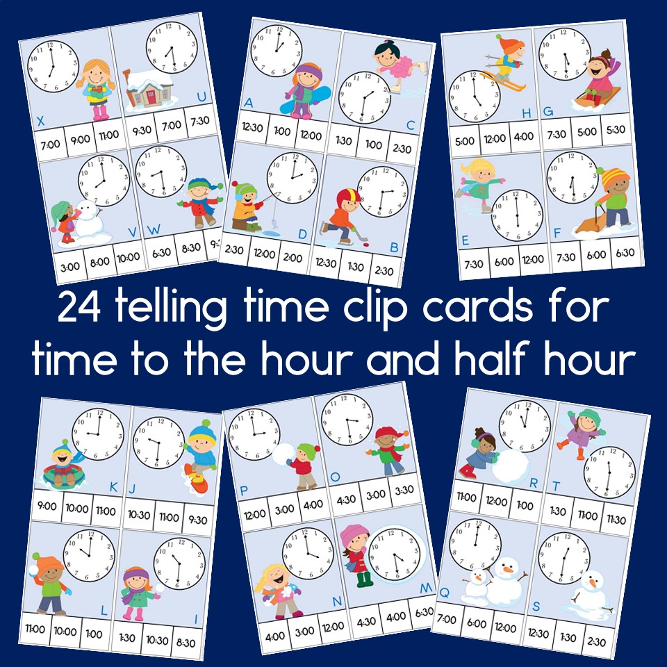 Winter Sports Telling Time to the Hour and Half Hour Scoot Game or Task ...