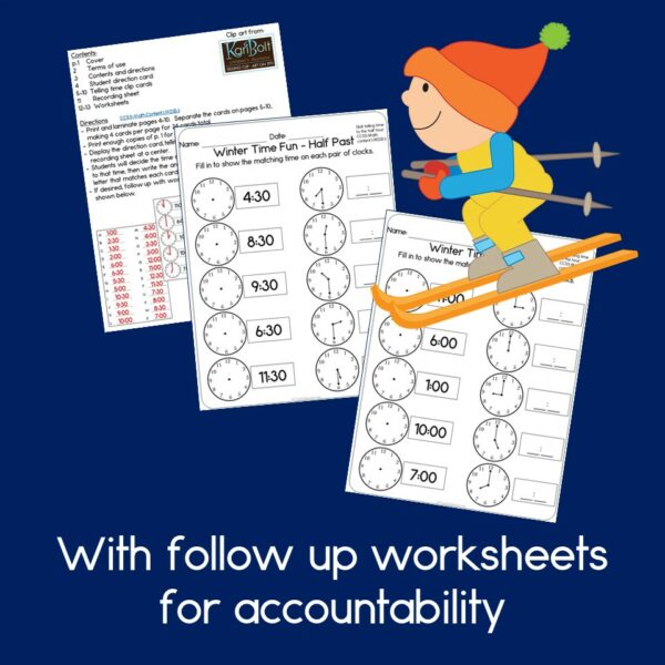 Winter Sports Telling Time to the Hour and Half Hour Scoot Game or Task ...