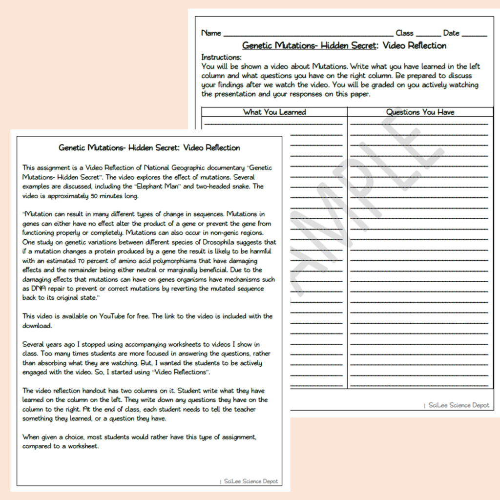 Genetic Mutations Video Refection Activity | Made By Teachers
