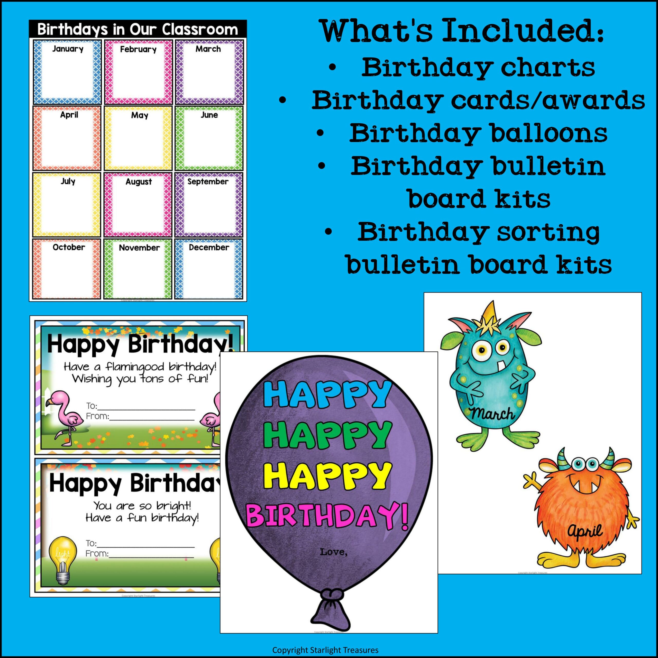 Birthdays in the Classroom Kit: Birthday Cards, Bulletin Board Kits ...