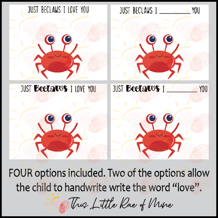 Just Beclaws I love you - Crab - Valentine's Day printable - Handprint ...