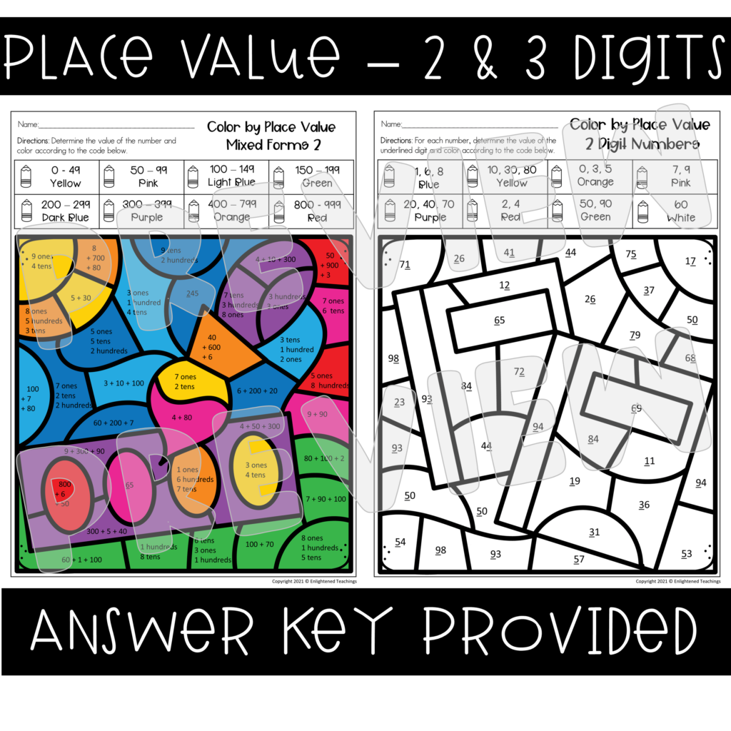Place Value Hundreds Tens and Ones Color by Code, Place Value ...