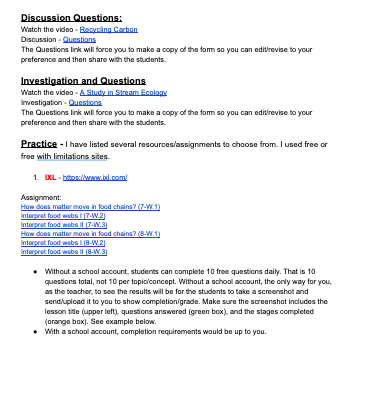 Complete Online Distance Learning Ecosystem Flow of Energy 7.LS2.3, MS ...
