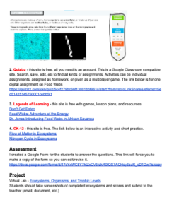 Complete Online Distance Learning Ecosystem Flow of Energy 7.LS2.3, MS ...