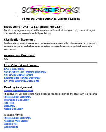 Complete Online Distance Learning Biodiversity 7.LS2.4, MS-LS2-4 | Made ...