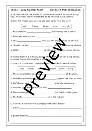 Laura Ingalls Wilder "These Happy Golden Years" worksheets | Made By ...