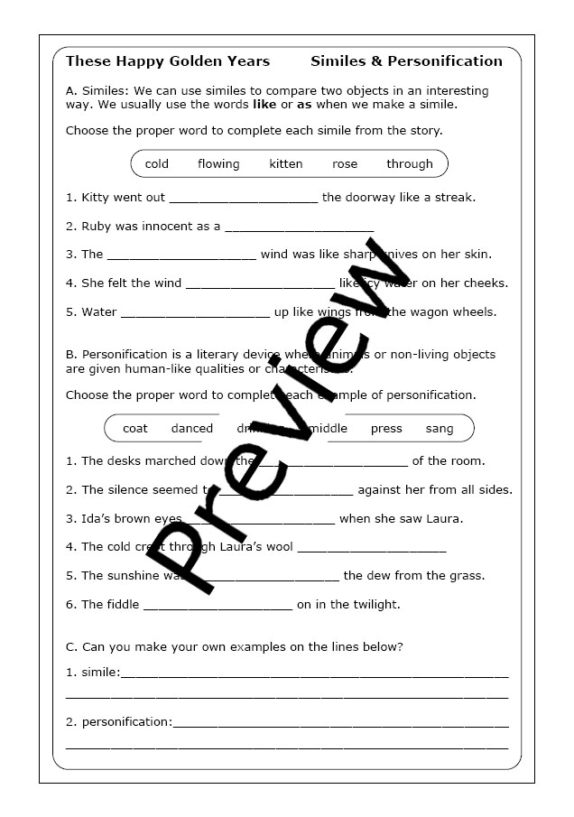 Laura Ingalls Wilder "These Happy Golden Years" worksheets | Made By ...