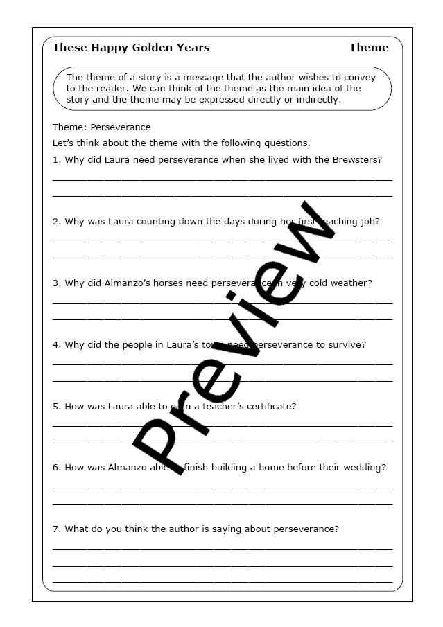 Laura Ingalls Wilder "These Happy Golden Years" worksheets | Made By ...