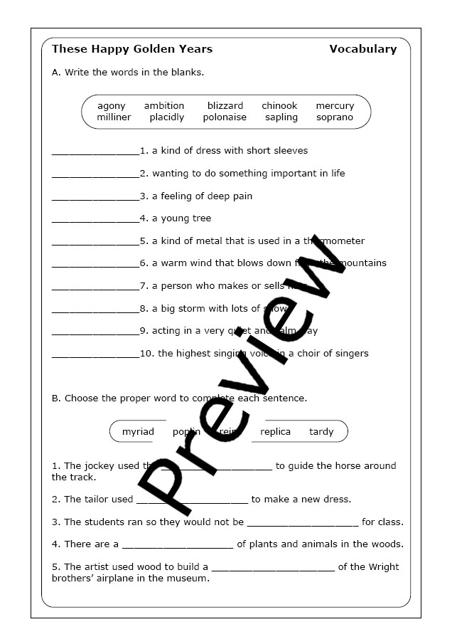 Laura Ingalls Wilder "These Happy Golden Years" worksheets | Made By ...