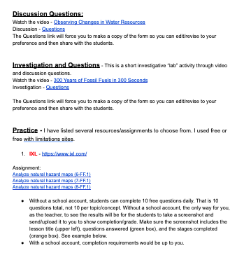 Complete Online Distance Learning Earth's Resources 7.ESS3.1, MS-ESS3-1 ...