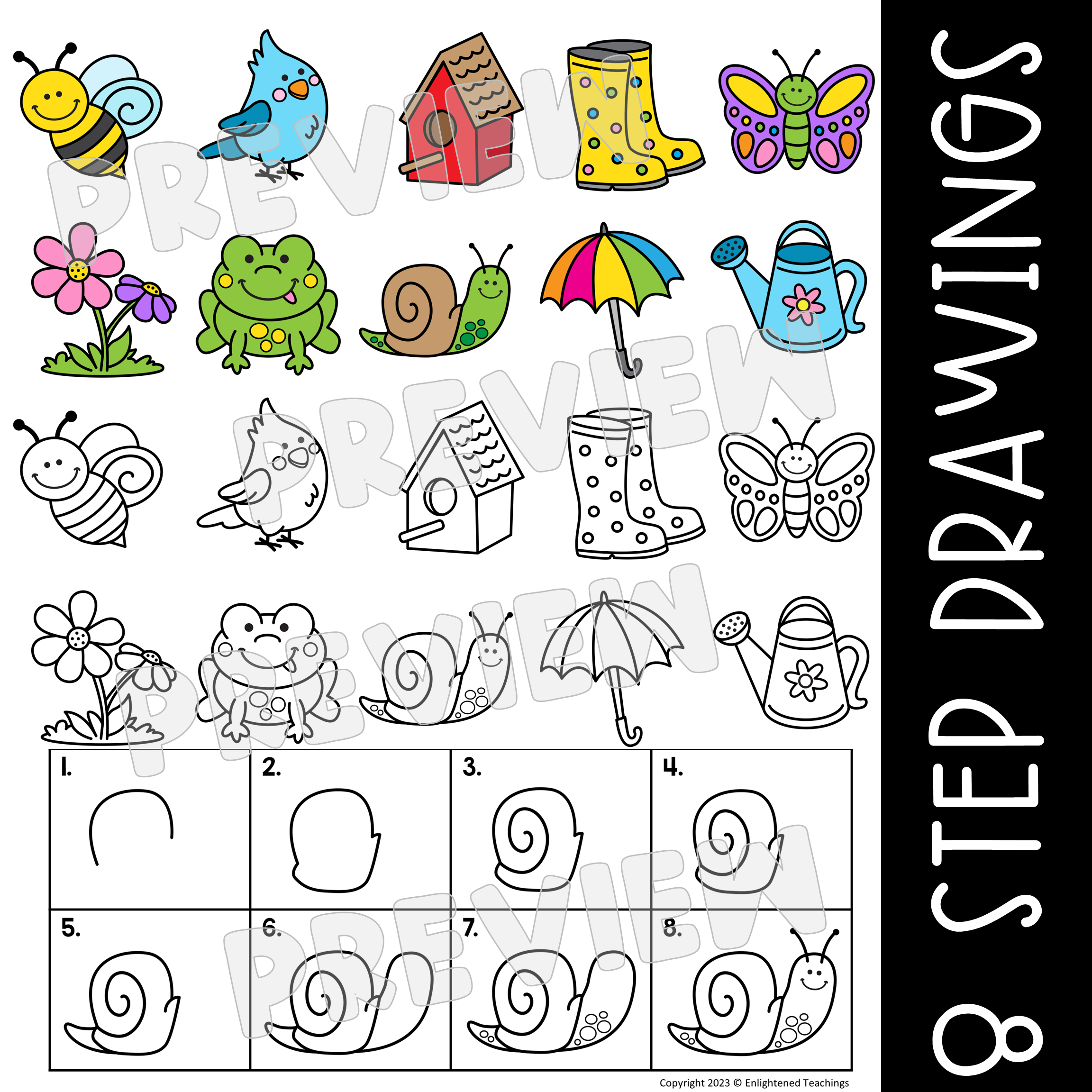 Spring Directed Drawings Worksheets Spring Writing Prompts Spring Draw ...