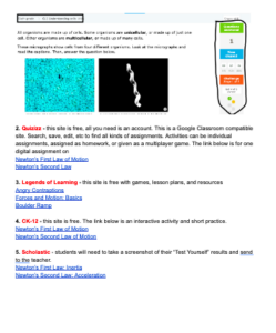 Complete Online Distance Learning Newton's 1st & 2nd Laws 8.PS2.2, MS ...