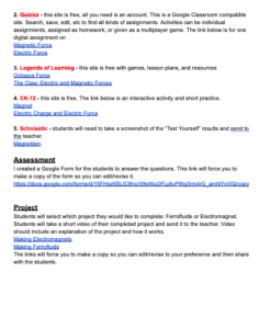 Complete Online Distance Learning Electric & Magnetic Forces 8.PS2.3 ...