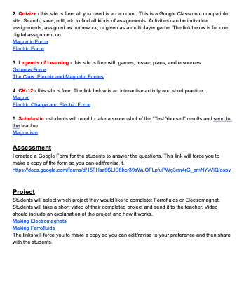 Complete Online Distance Learning Electric & Magnetic Forces 8.PS2.3 ...