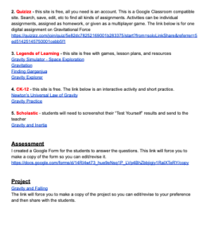 Complete Online Distance Learning Gravitational Interactions 8.PS2.4 ...