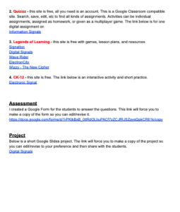Complete Online Distance Learning Digital Signals 8.PS4.3, MS-PS4-3 ...