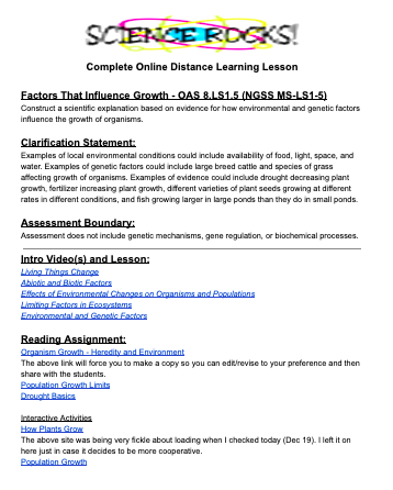Complete Online Distance Learning Factors That Influence Growth 8.LS1.5 ...
