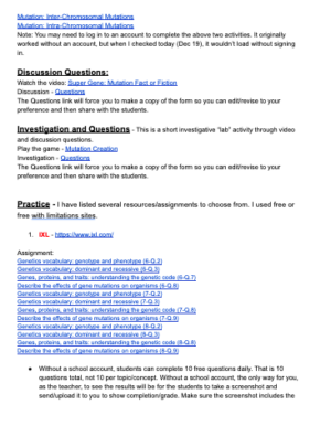 Complete Online Distance Learning Mutations 8.LS3.1, MS-LS3-1 | Made By ...