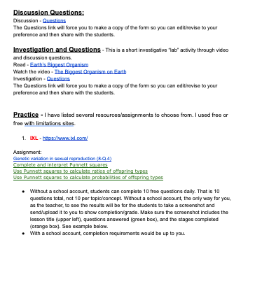 Complete Online Distance Learning Asexual & Sexual Reproduction 8.LS3.2 ...