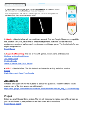 Complete Online Distance Learning Fossil Record 8.LS4.1, MS-LS4-1 ...