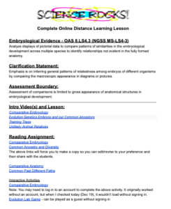 Complete Online Distance Learning Embryological Evidence 8.LS4.3, MS ...