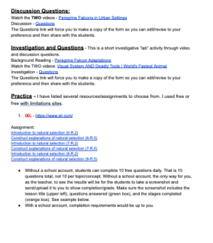 Complete Online Distance Learning Natural Selection 8.LS4.4, MS-LS4-4 ...