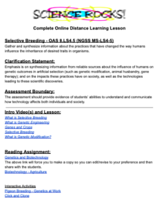 Complete Online Distance Learning Selective Breeding 8.LS4.5, MS-LS4-5 ...