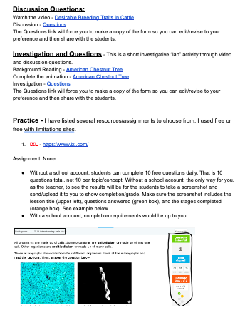 Complete Online Distance Learning Selective Breeding 8.LS4.5, MS-LS4-5 ...