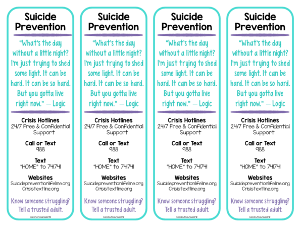 Suicide Prevention Bookmark | Made By Teachers