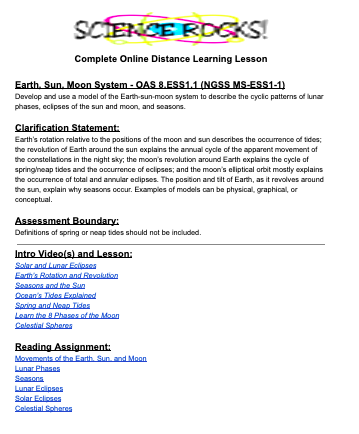 Complete Online Distance Learning Earth Science Bundle OAS 8.ESS, NGSS ...