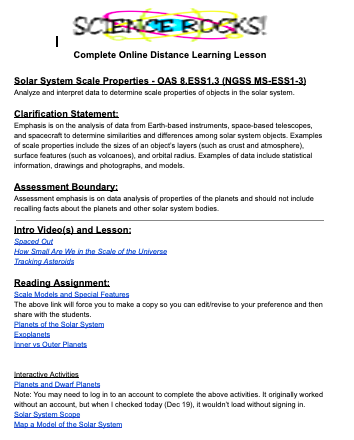 Complete Online Distance Learning Earth Science Bundle OAS 8.ESS, NGSS ...