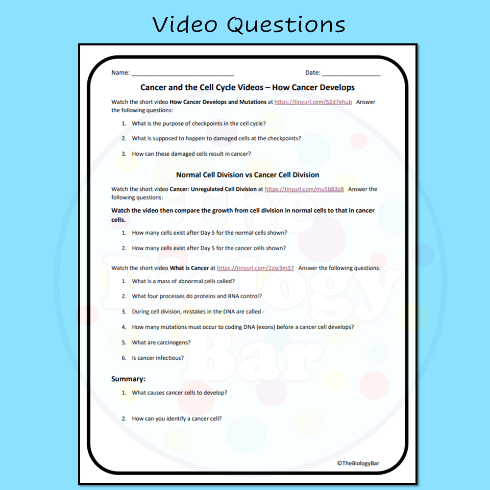 Cancer and Cell Cycle Video Clips and Questions | Made By Teachers