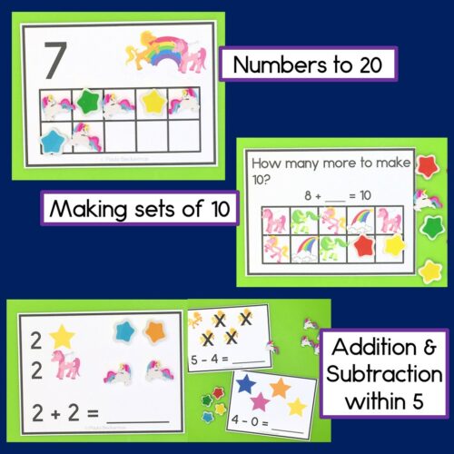 Unicorn Math Activities | Number Shape Addition Subtraction and More ...
