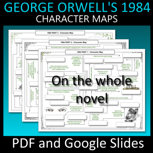 THREE Character Maps on Orwell's 1984 (all 3 parts) - PDF & Slides - NO ...