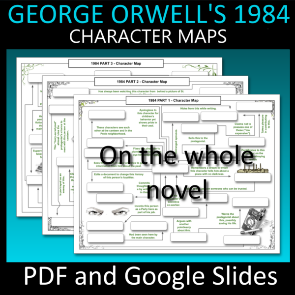 THREE Character Maps on Orwell's 1984 (all 3 parts) - PDF & Slides - NO ...